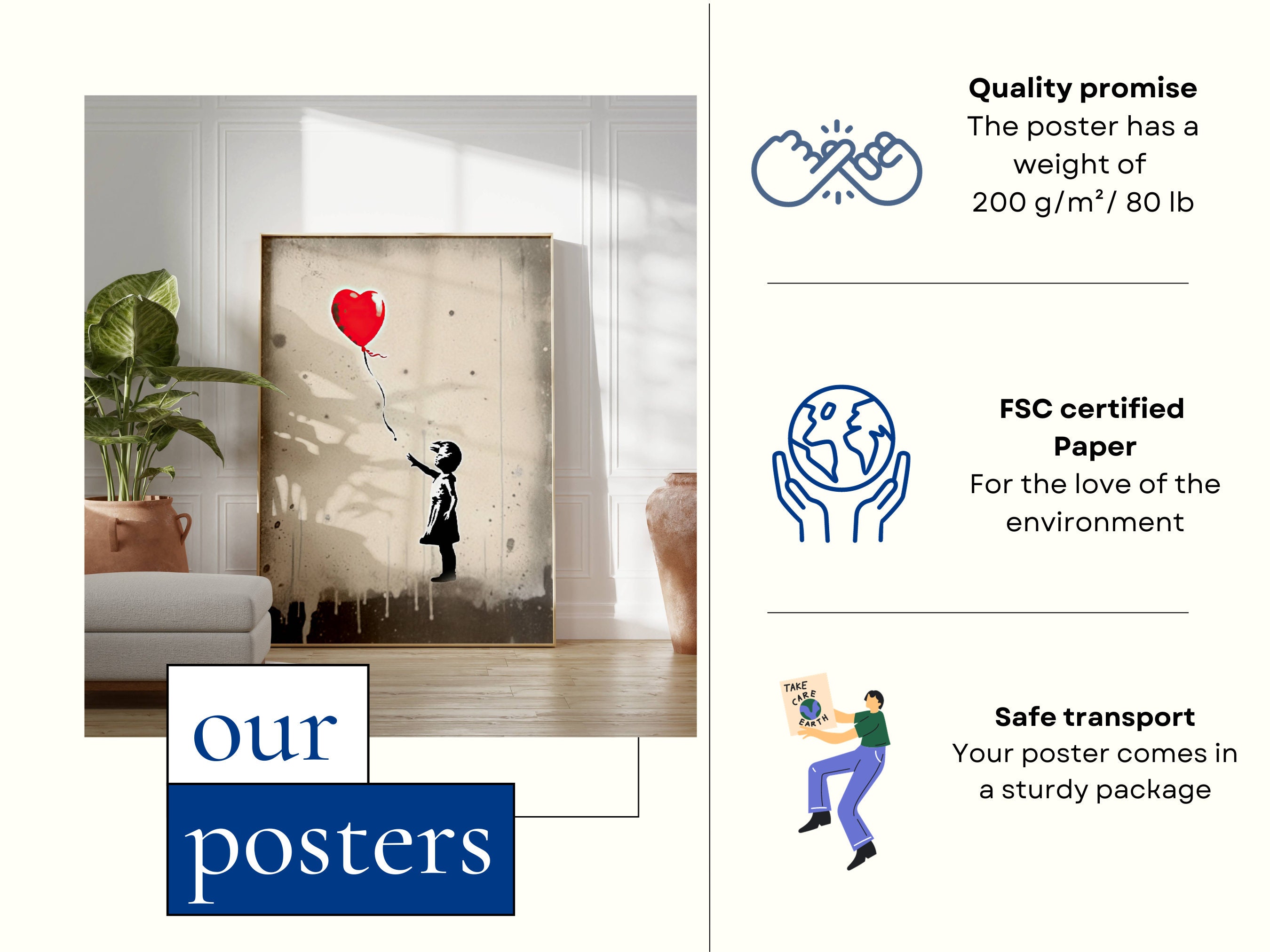 Banksy Poster, Banksy Wall Art, Girl With Red Balloon, With or Without ...