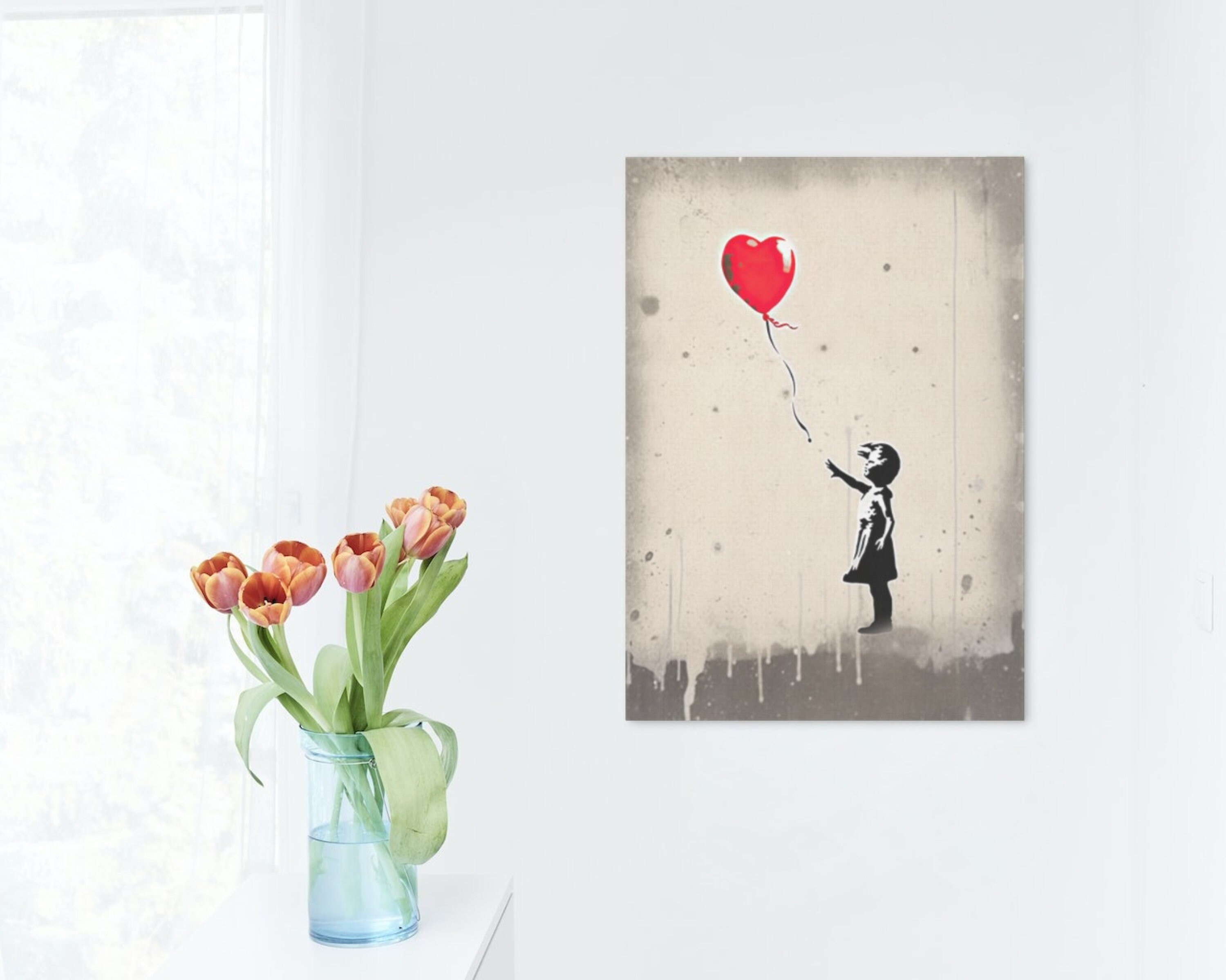 Banksy Canvas, Banksy Wall Art, Girl With Red Balloon, Banksy Print ...