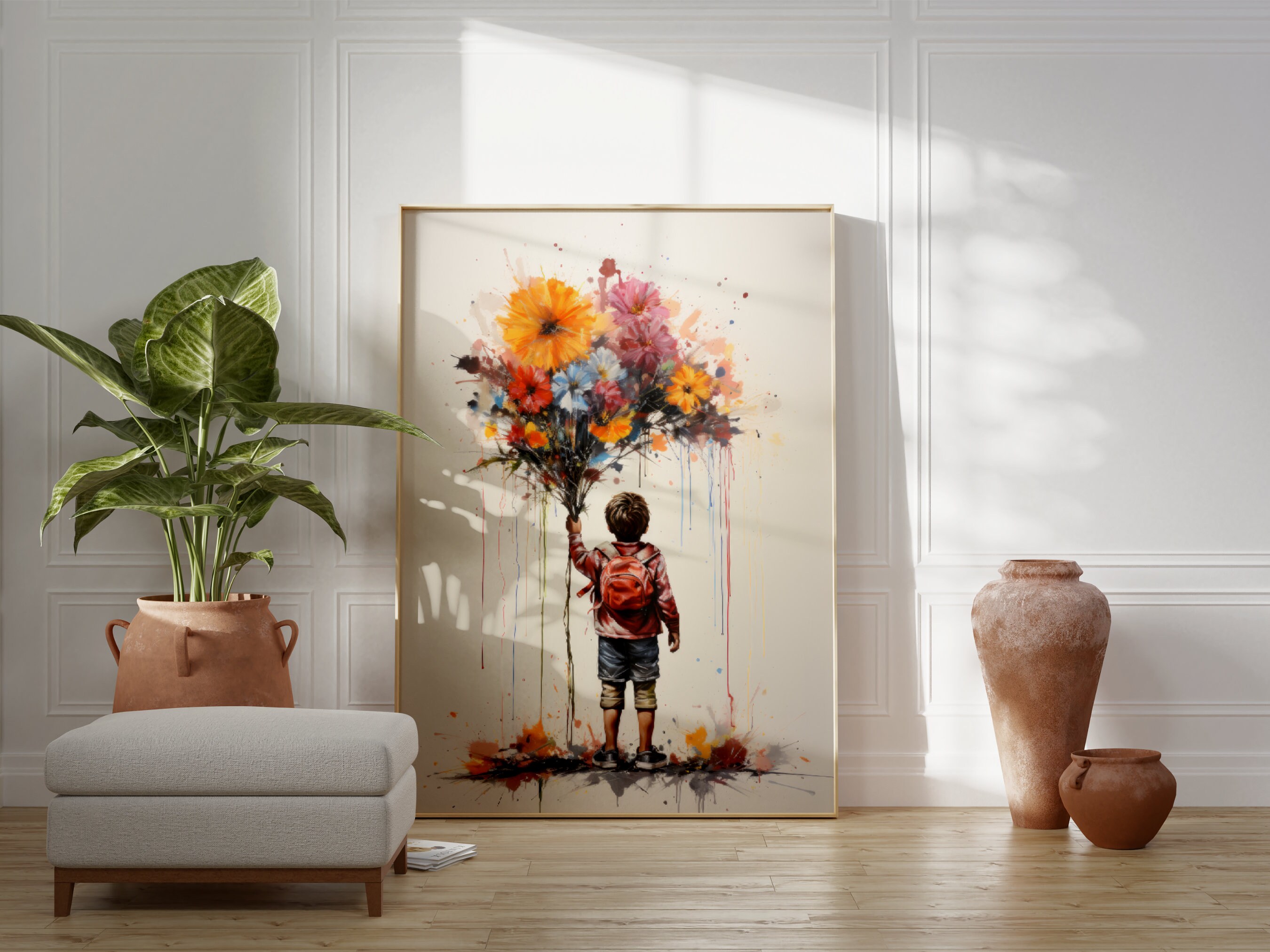 Banksy Poster Digital Instant Download Boy With Bouquet of Flowers ...