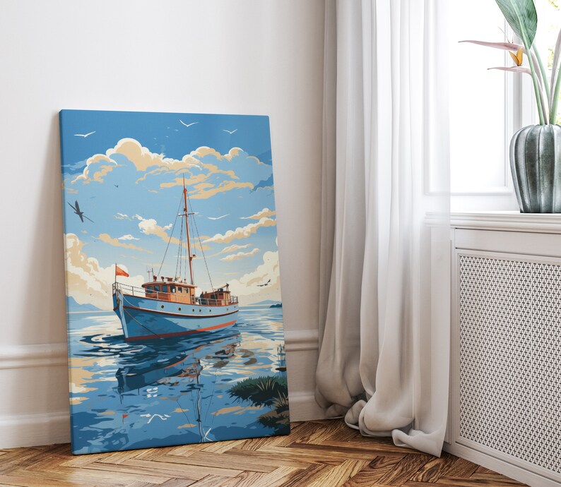 Maritimes Bild auf Leinwand Boot Kunstdruck Wandbilder - Etsy.de