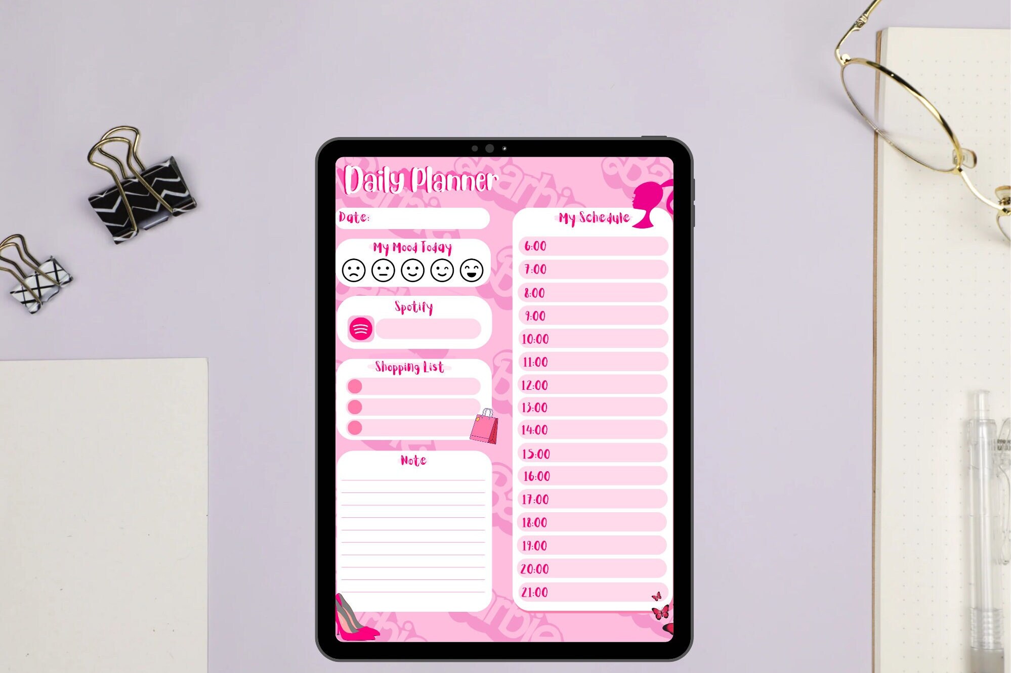 Digital Daily Planner Barbie Theme Canva 4 Pages - Etsy