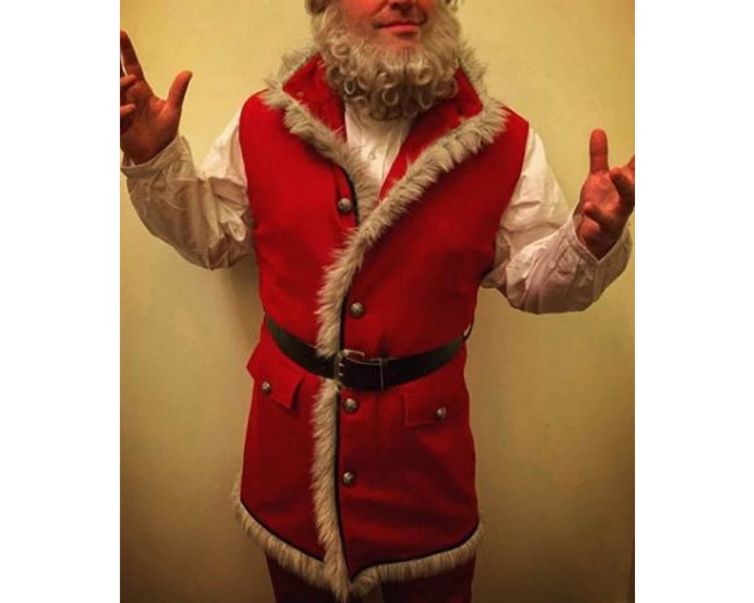 Men's Santa Claus Christmas Outfit Red Vest Waistcoat With White Fur ...