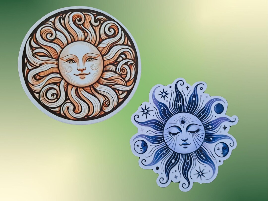 Cosmic Sun Moon Sticker Vinyl Sticker Set Boho Esoteric Astrology Tarot ...
