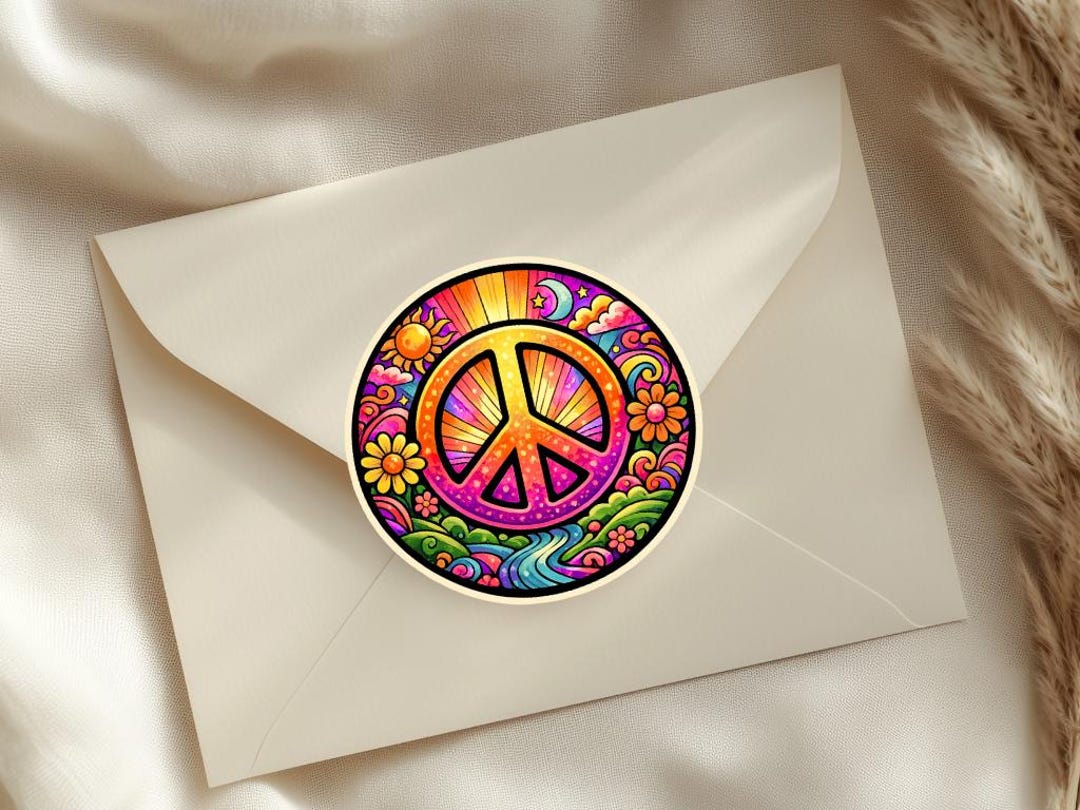 Colorful Psychedelic Peace Symbol Sticker – High-quality Vinyl Sticker ...