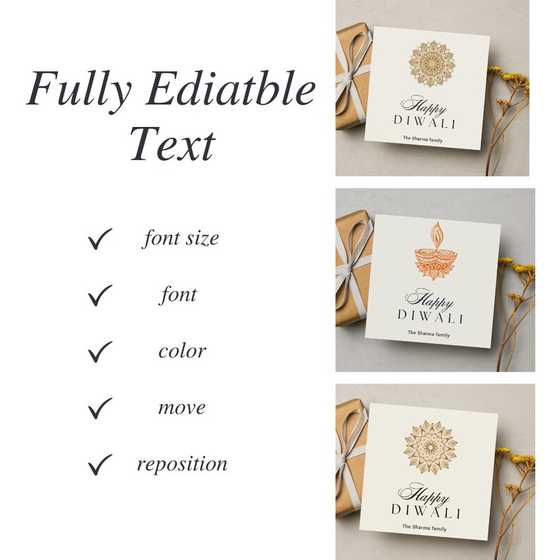 6 Different Happy Diwali Gift Tags, Editable Deepawali Gift Tags ...