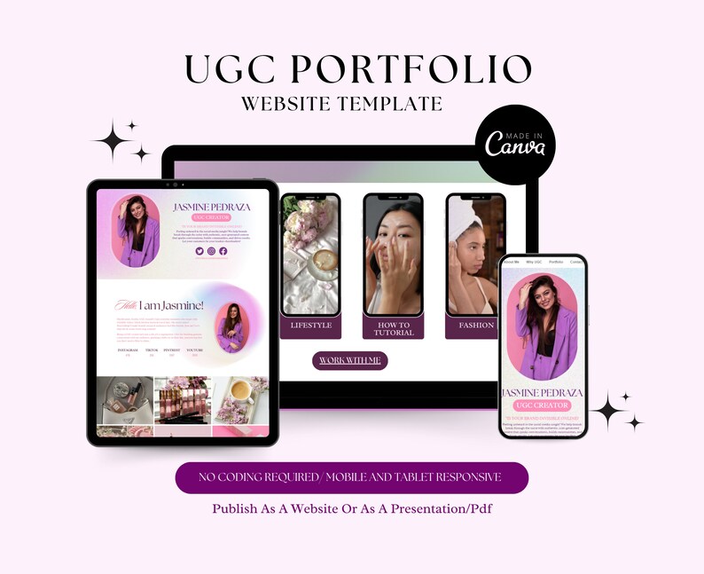 Minimalist UGC Portfolio Template, Canva Website - Etsy