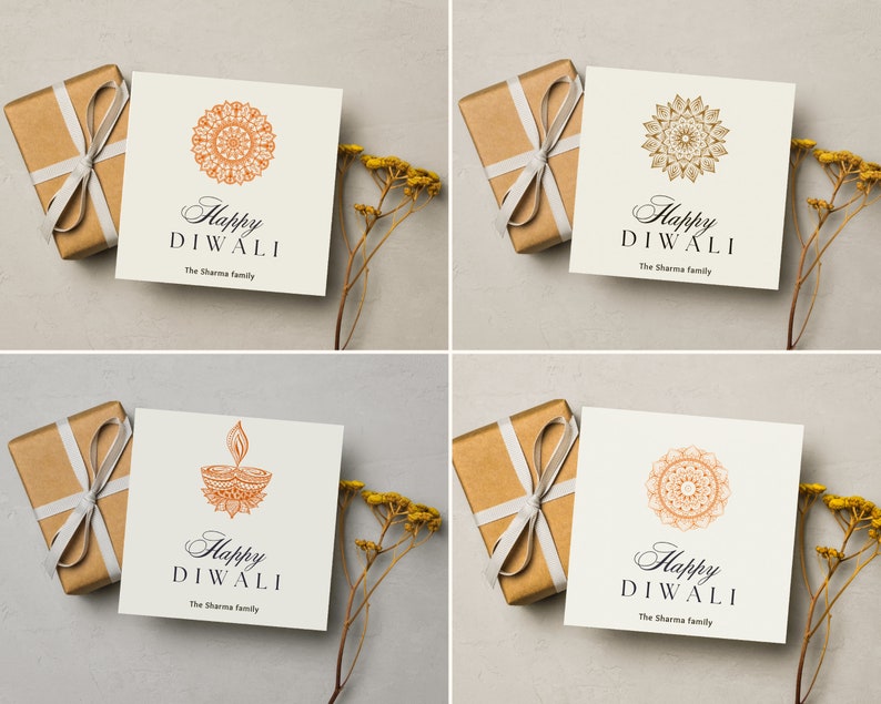 6 Different Happy Diwali Gift Tags, Editable Deepawali Gift Tags ...