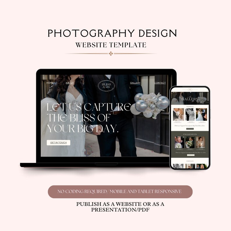 Boho Wedding Photographer Website Template Canva - Etsy
