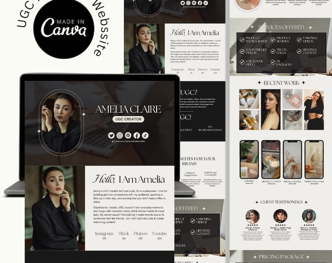 Minimal UGC Portfolio | UGC Template & Media Kit | Media Kit | Portfolio Template | UGC Website ...