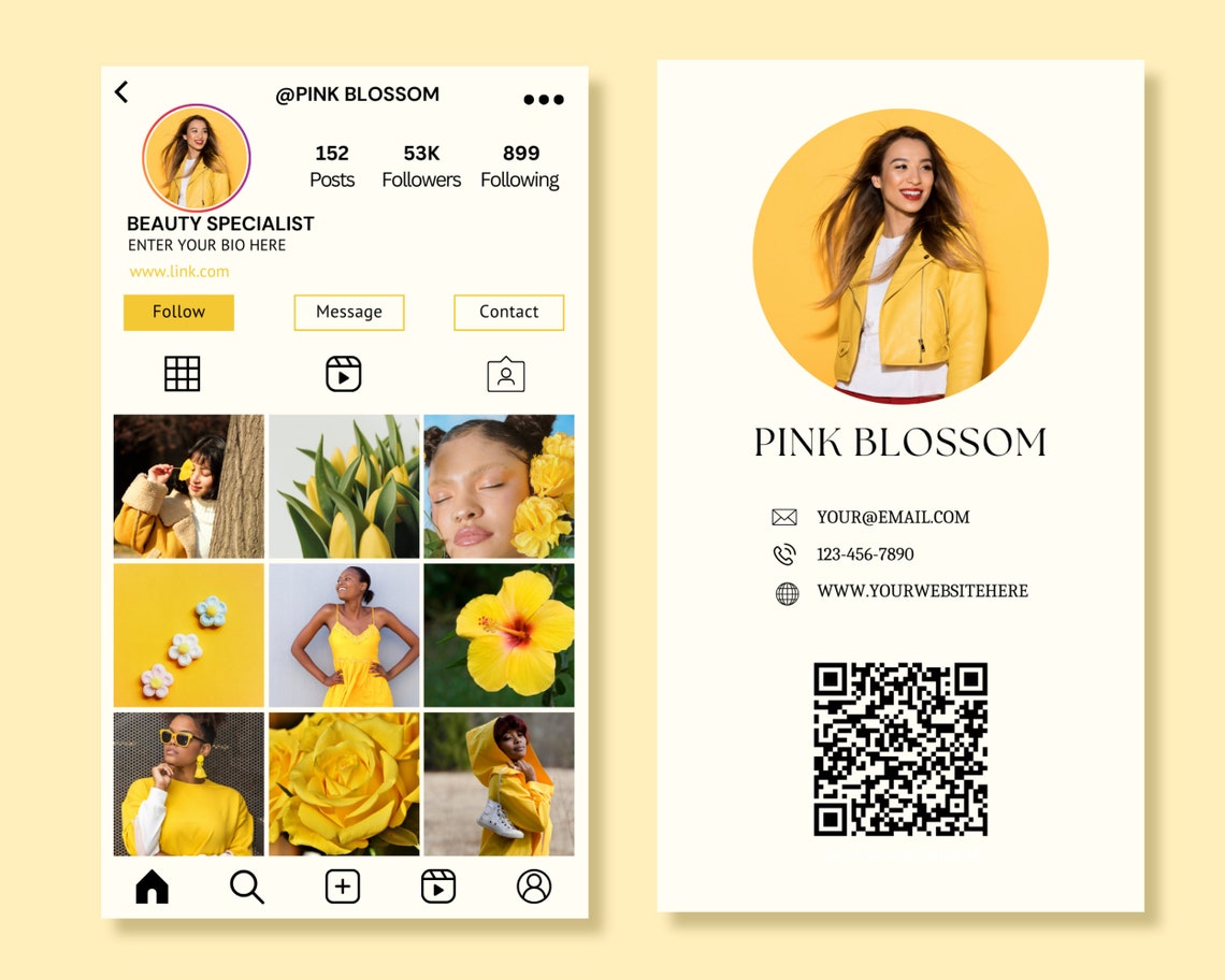 2024 Yellow IG Instagram Business Card, IG Business Card, Lash Tech ...