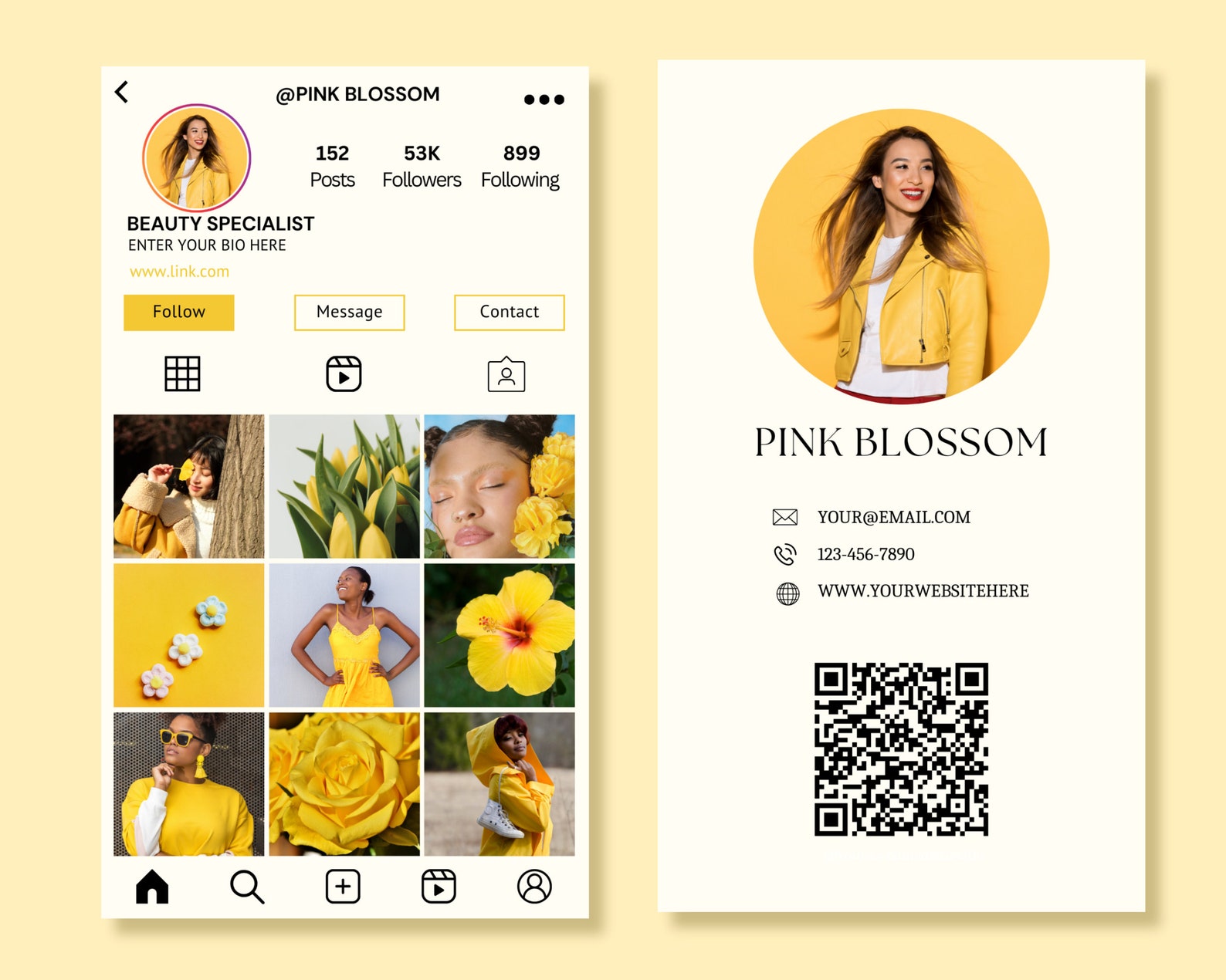 2024 Yellow IG Instagram Business Card, IG Business Card, Lash Tech ...