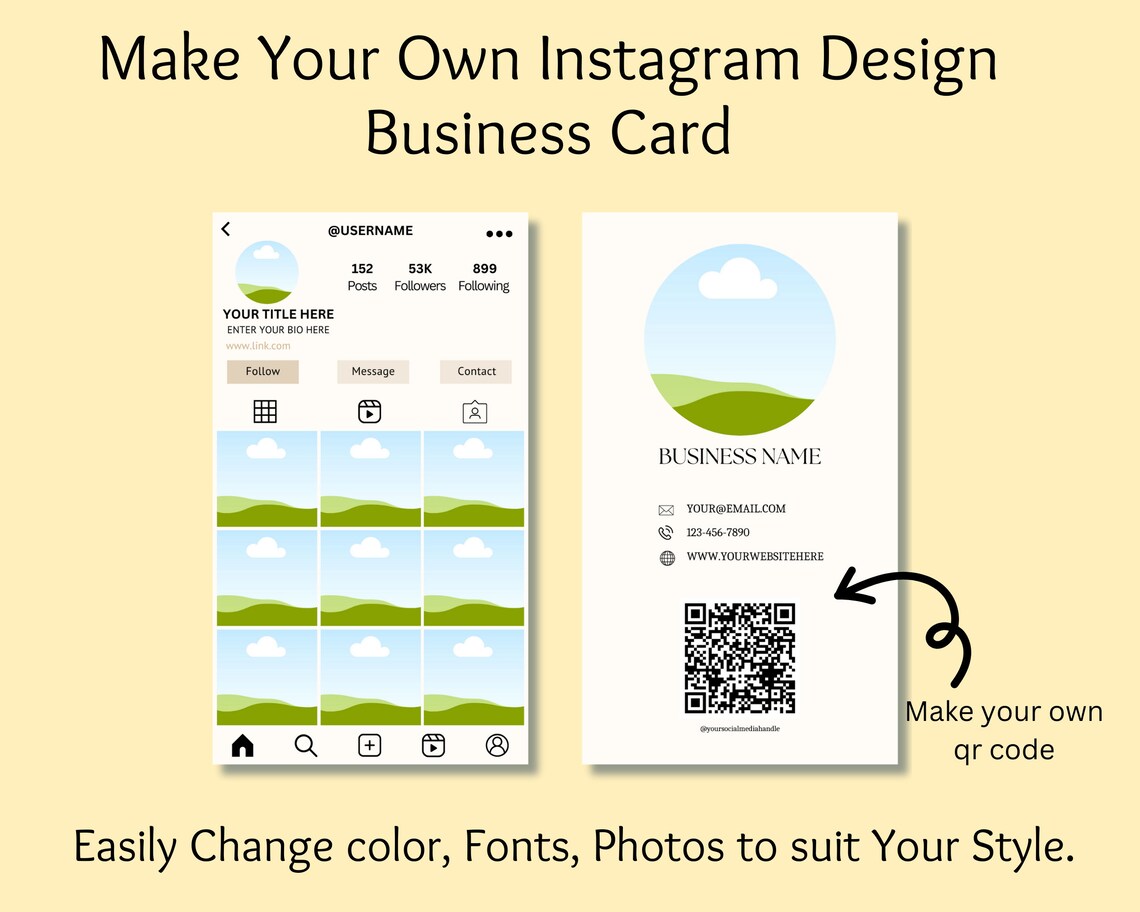 2024 Yellow IG Instagram Business Card, IG Business Card, Lash Tech ...