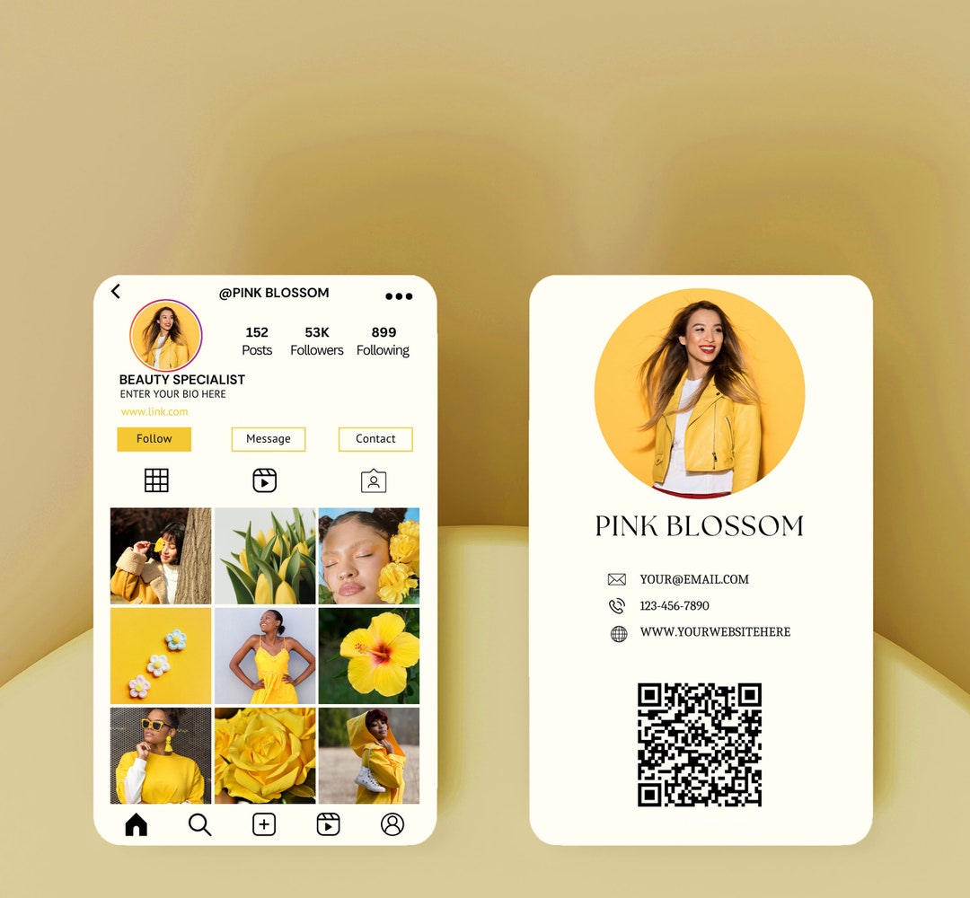 2024 Yellow IG Instagram Business Card, IG Business Card, Lash Tech ...