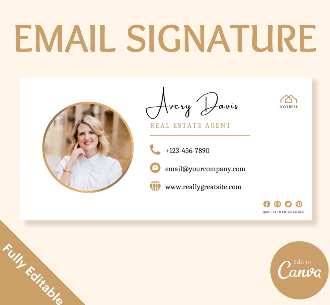 Email Signature Template With Logo & Photo! Editable Canva Signature ...