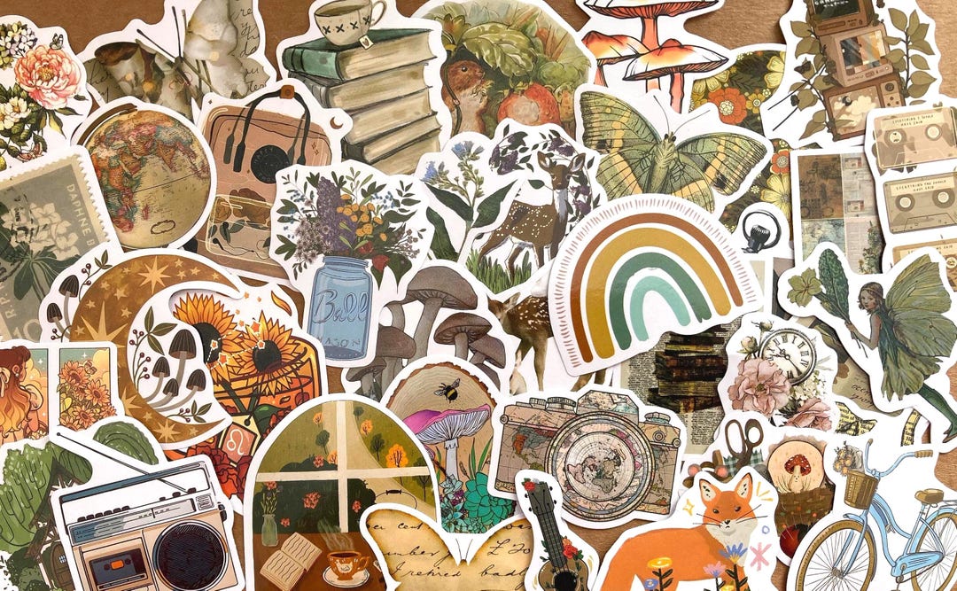 50 Cottagecore Sticker Pack: Vintage Designs for Journaling ...