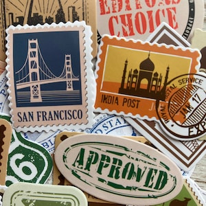 25 Passport Stamp Sticker Pack, Country Craft Stickers for Journalling ...