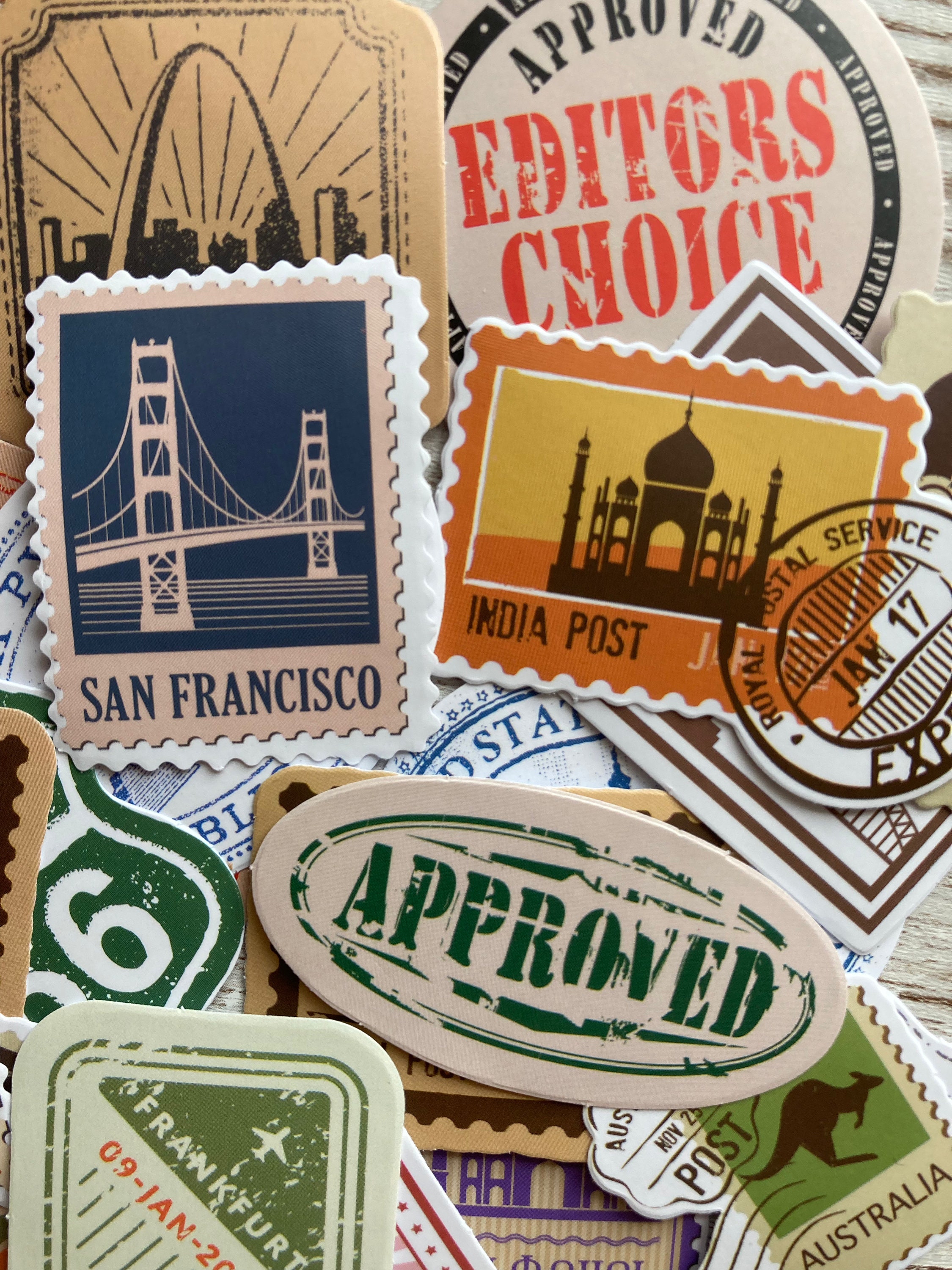 25 Passport Stamp Sticker Pack, Country Craft Stickers for Journalling ...