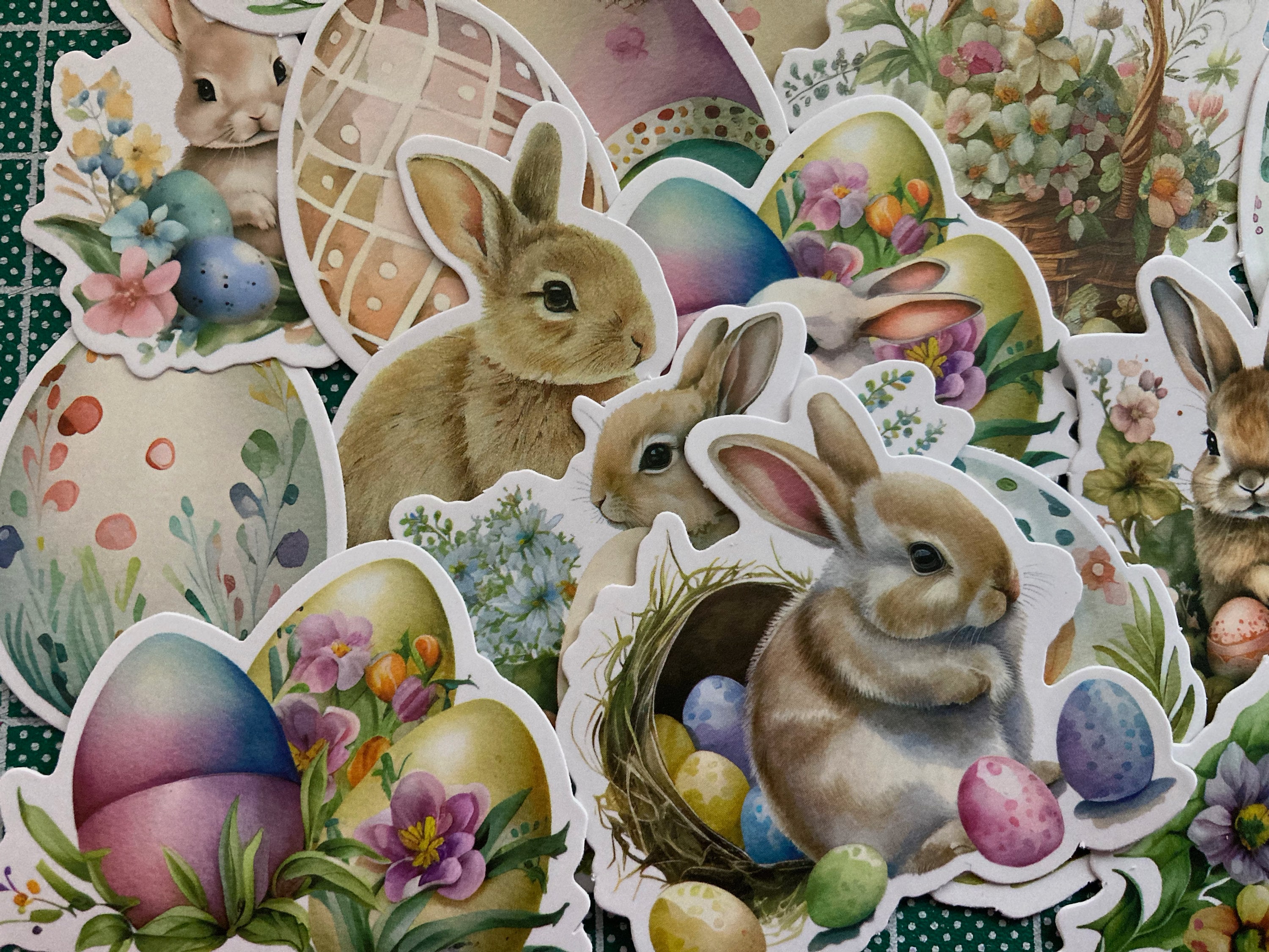 25 Vintage Easter Sticker Pack, Bunny Rabbits, Baby Chicks, Craft ...