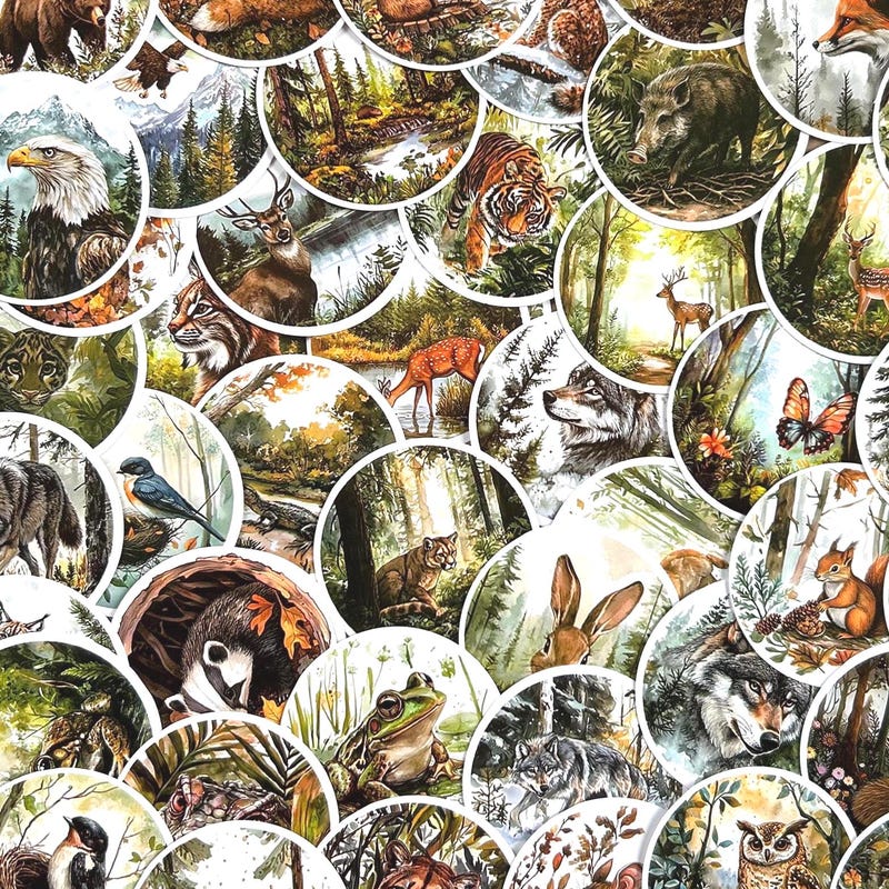 Animal Stickers Round - Etsy UK