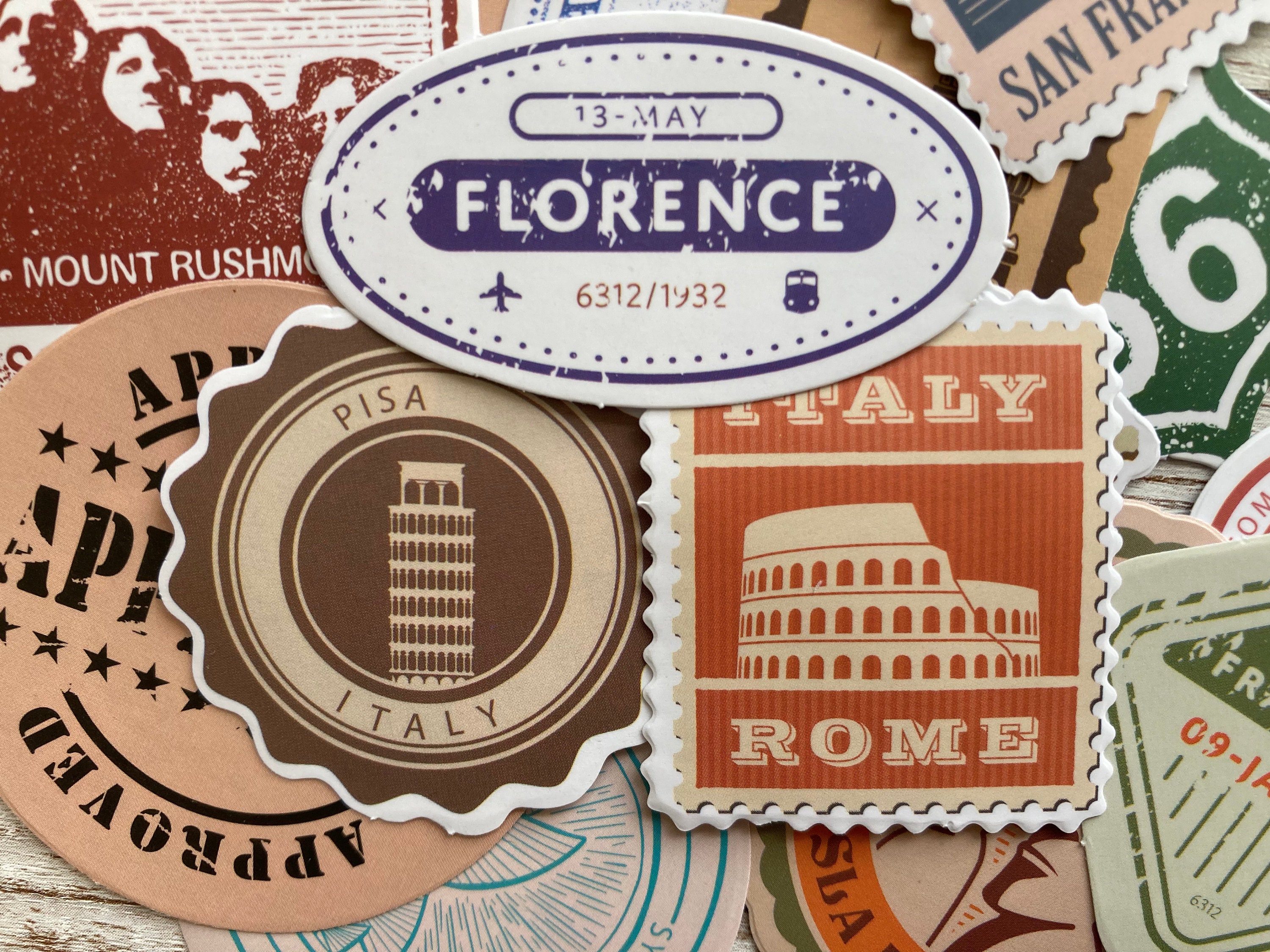 25 Passport Stamp Sticker Pack, Country Craft Stickers for Journalling ...