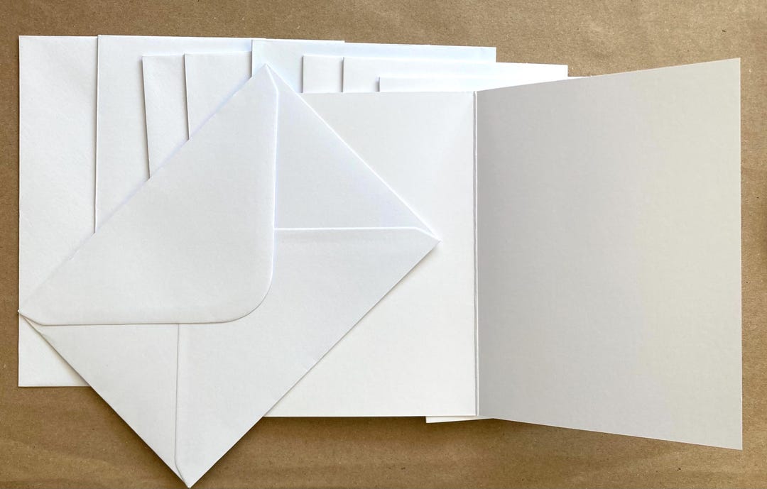 6 X White Blank Cards and Plain Envelopes, Cardmaking, Christmas Cards ...