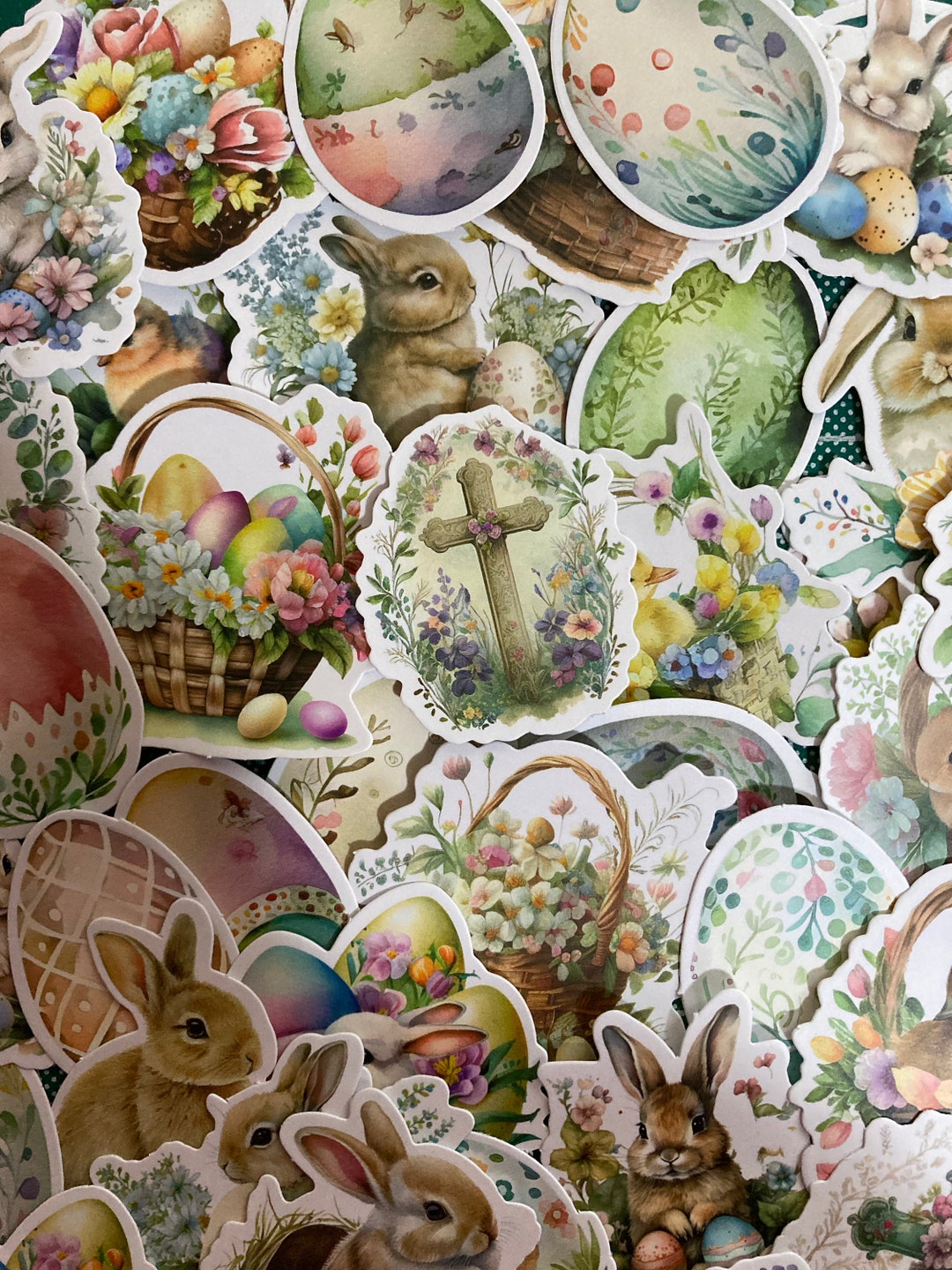25 Vintage Easter Sticker Pack, Bunny Rabbits, Baby Chicks, Craft ...