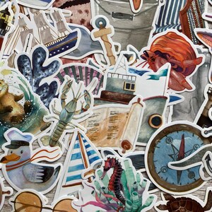 50 Nautical Sticker Pack, Seaside Craft Stickers for Journalling ...