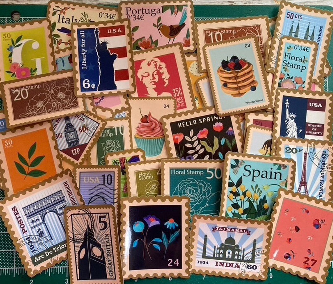 25 Modern Stamp Travel Sticker Pack, Country Stamp Sticker Pack, Fun ...