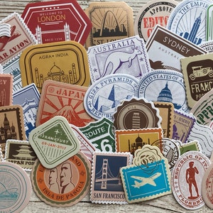 25 Passport Stamp Sticker Pack, Country Craft Stickers for Journalling ...