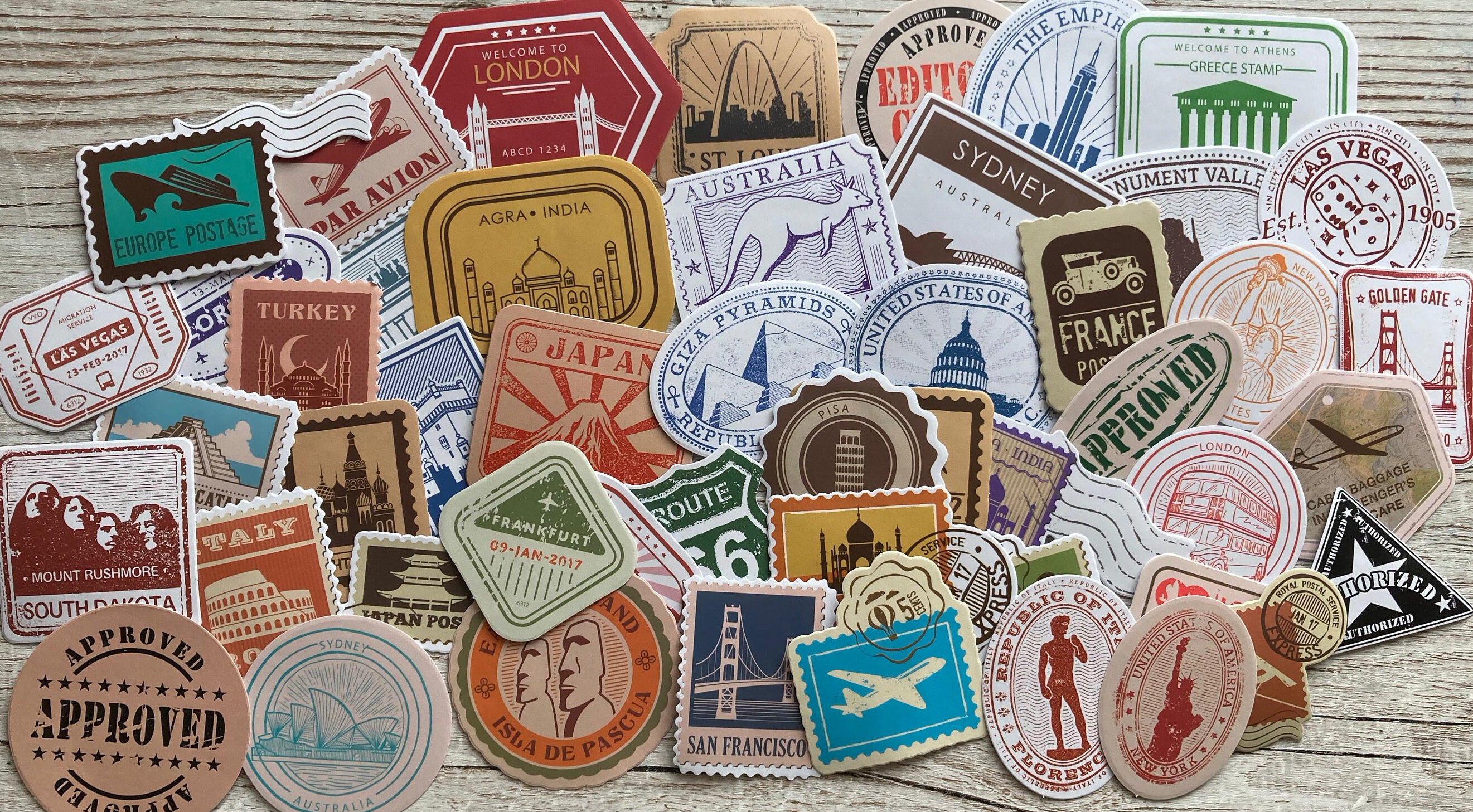 25 Passport Stamp Sticker Pack, Country Craft Stickers for Journalling ...