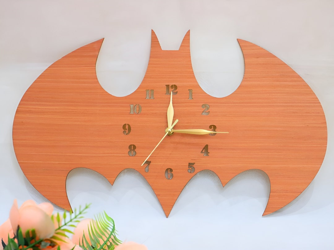 Batman Shape Wall Clock, Unique Circle Wall Clock, Wood Extra Large ...