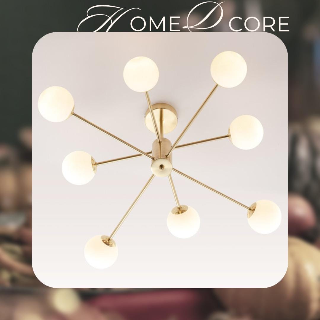 8-light Sputnik Chandelier With Sputnik Fixture Milky Globes: Indoor ...