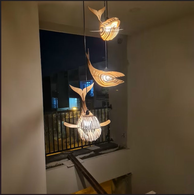 Wooden Whale Ceiling Chandelier nautical Elegance for Your Space Wood ...