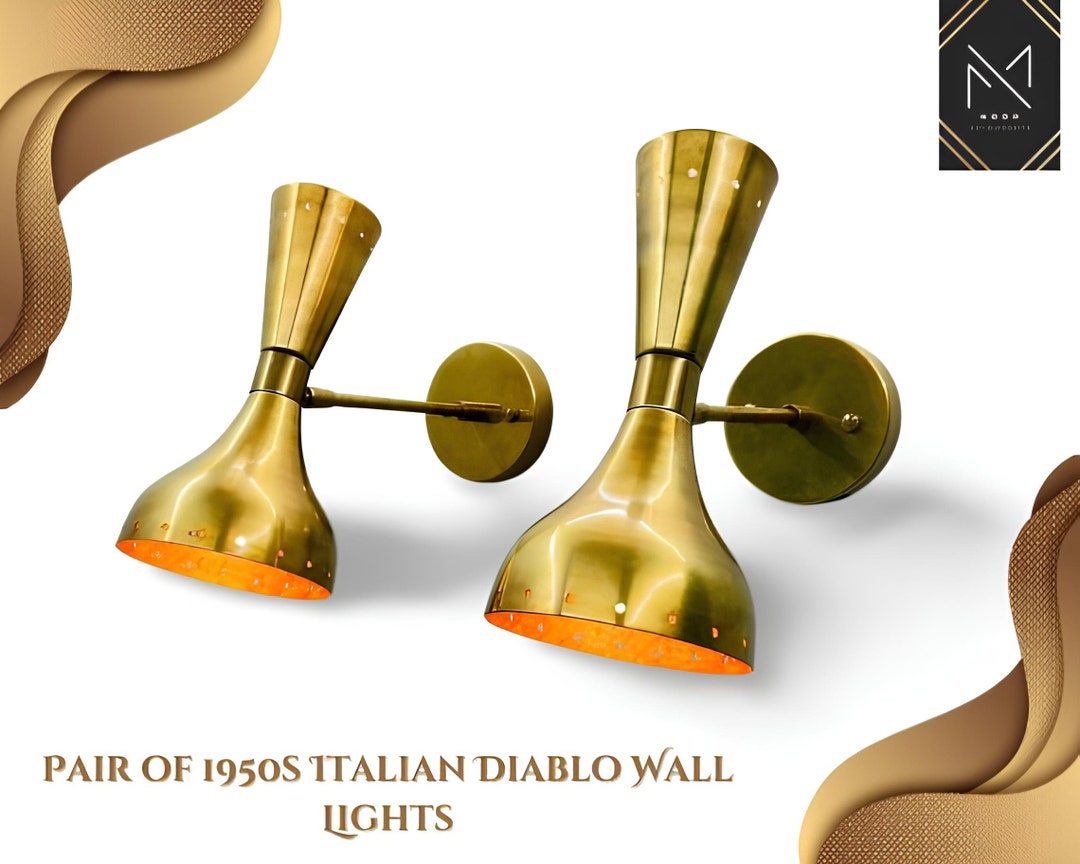 Pair of 1950s Italian Diablo Wall Lights, Stilnovo Style Wall Sconce ...