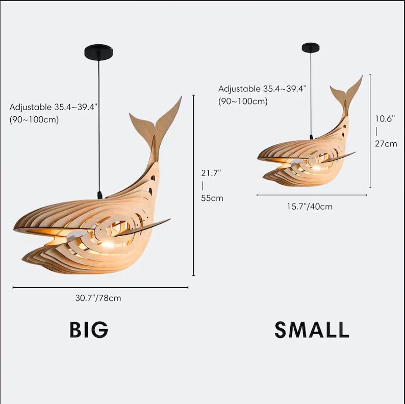 Wooden Whale Ceiling Chandelier nautical Elegance for Your Space Wood ...