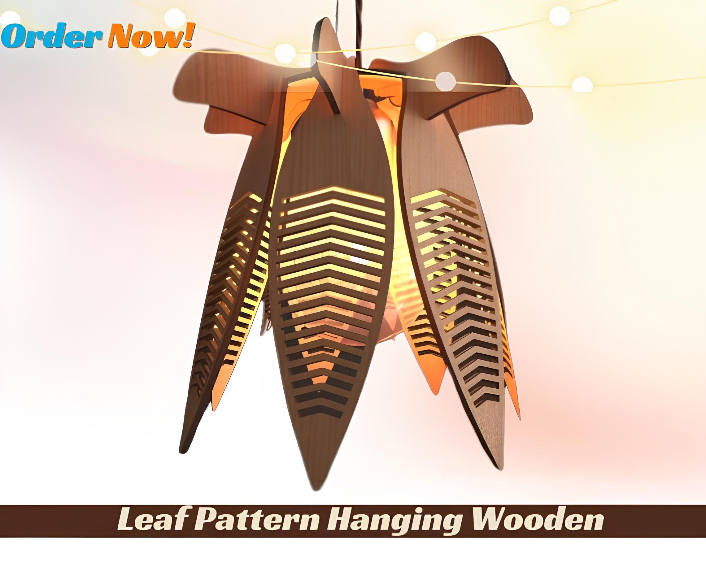 Leaf Pattern Hanging Wooden Chandelier lighting Dining Room - Etsy