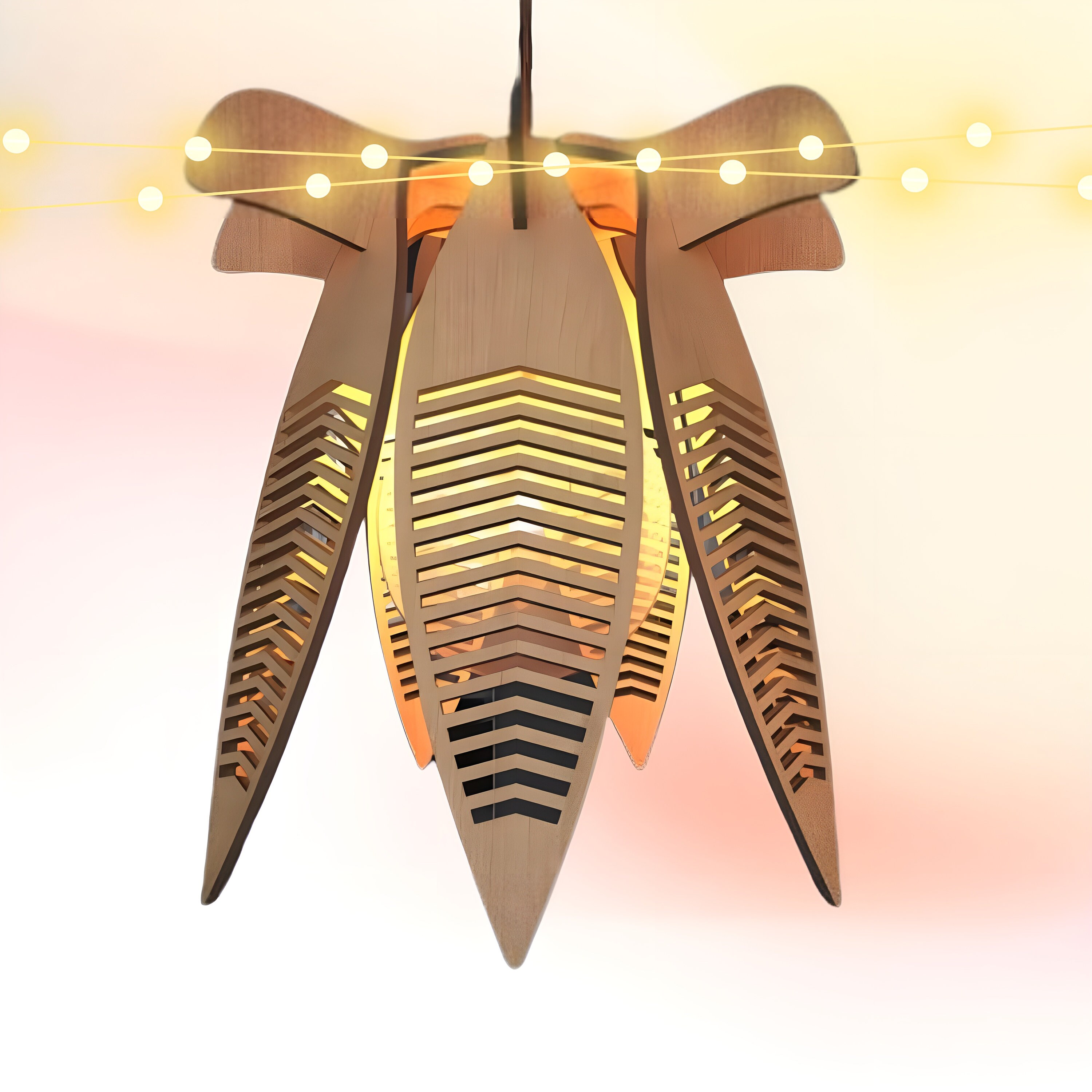 Leaf Pattern Hanging Wooden Chandelier lighting Dining Room - Etsy