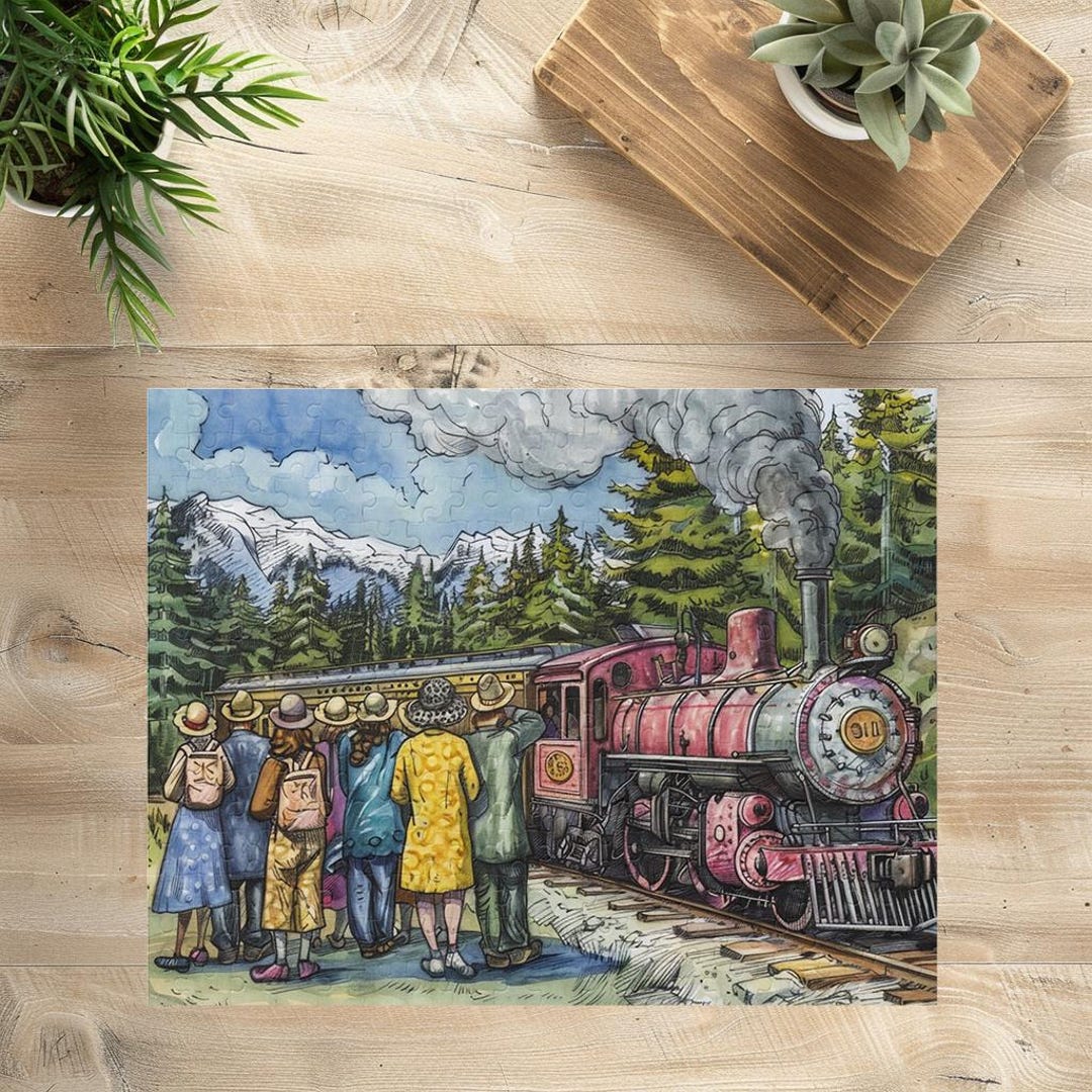 Comic Strip Train People Puzzle, Premium Jigsaw Puzzle for Kids or ...