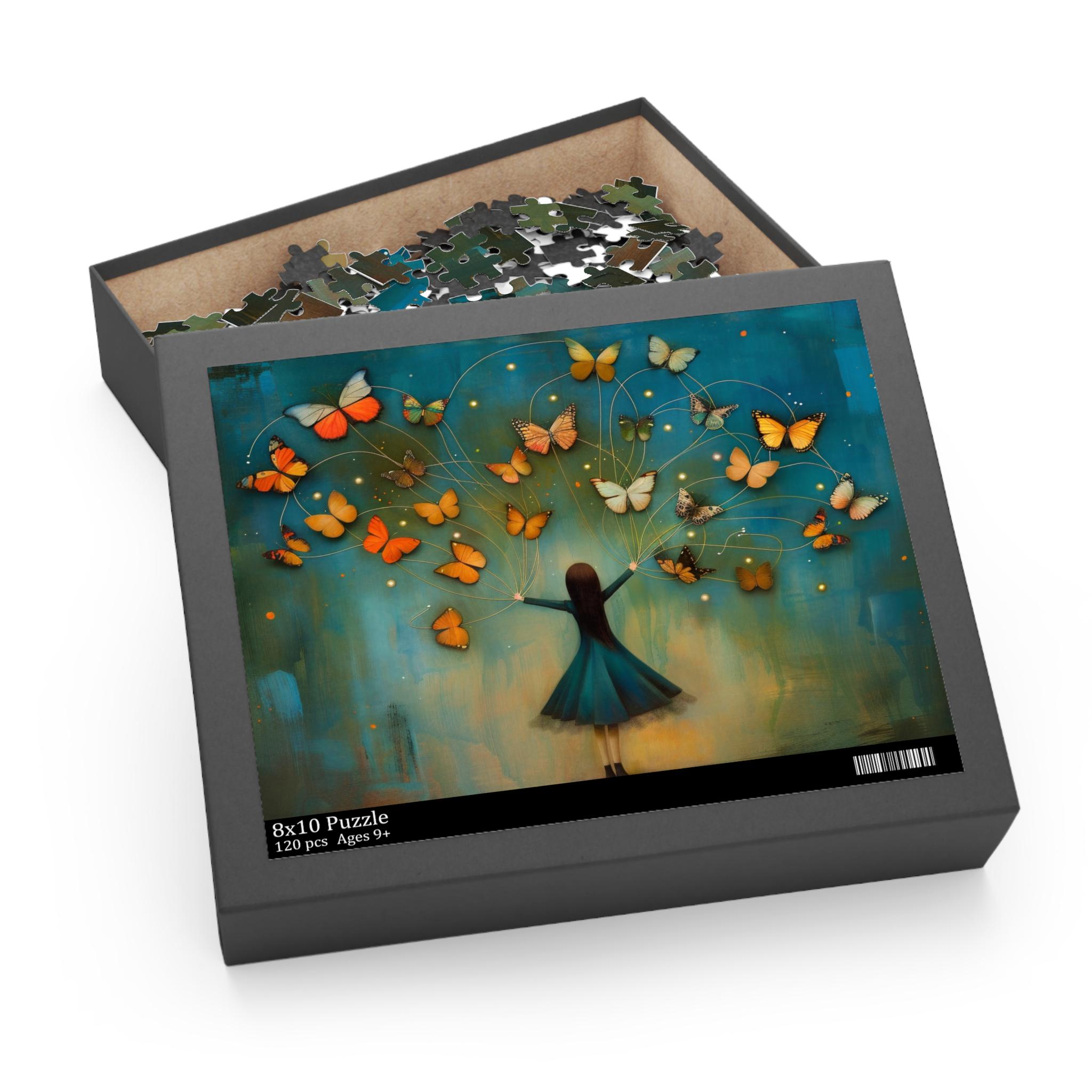 Butterfly Nature Illustration Puzzle, Premium Jigsaw Puzzle for Kids or ...