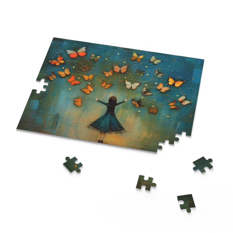 Butterfly Nature Illustration Puzzle, Premium Jigsaw Puzzle for Kids or ...
