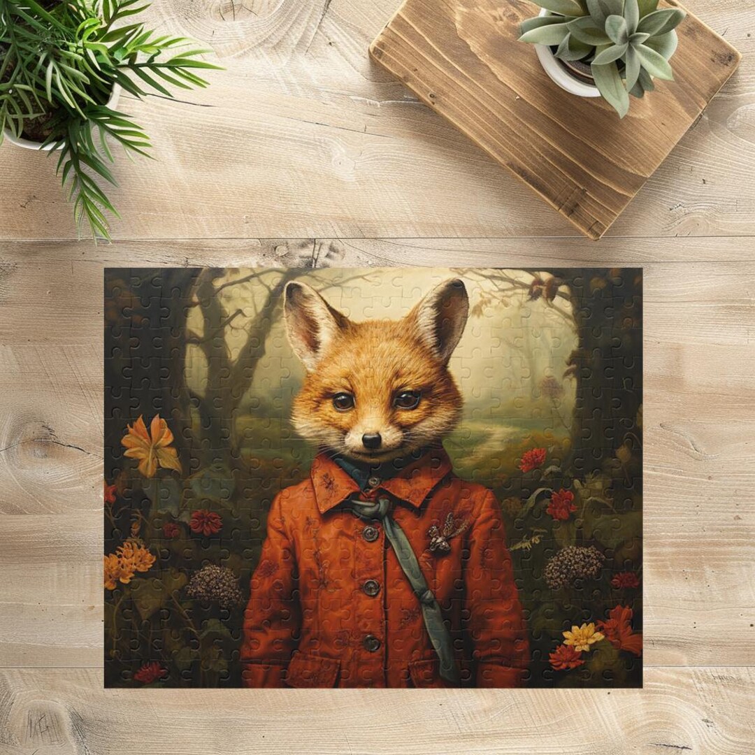Sly Red Fox Cartoon Puzzle, Premium Jigsaw Puzzle for Kids or Adults ...