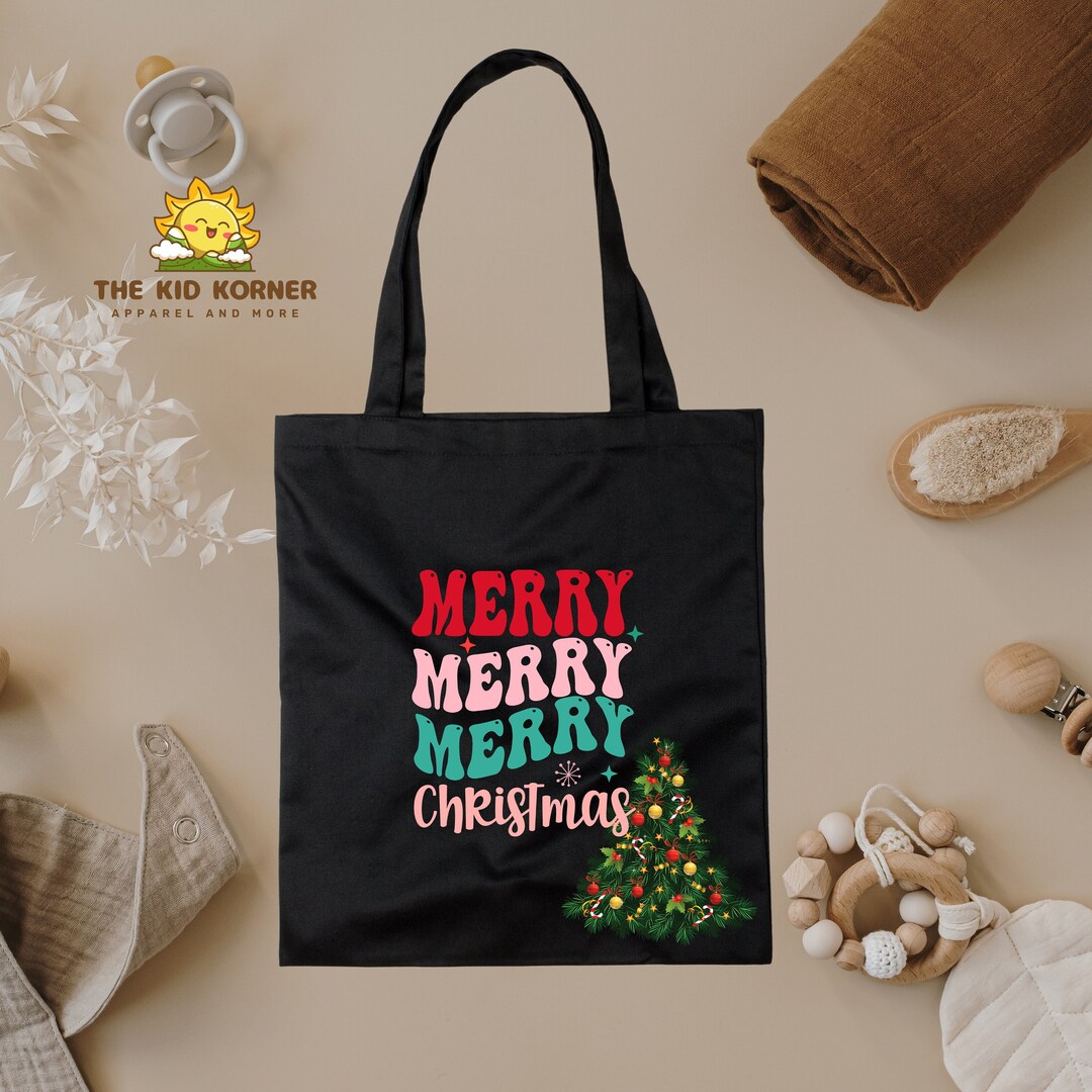 Merry Christmas Tote Bag, Personalized Tote Bag, Children Tote Bags ...