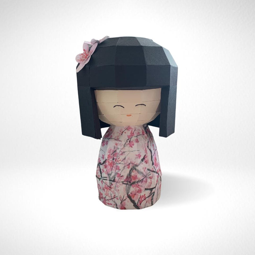 Kokeshi Doll Digital Papercraft File - DXF, SVG, Pdf Template 3D Low ...