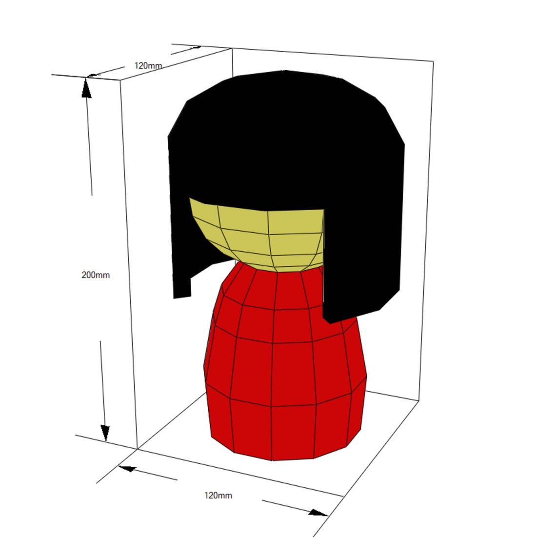 Kokeshi Doll Digital Papercraft File - DXF, SVG, Pdf Template 3D Low ...