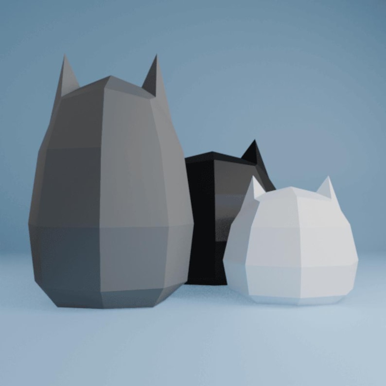 Low Poly Trio of Cats Papercraft Template: DIY Home Decor (digital File ...