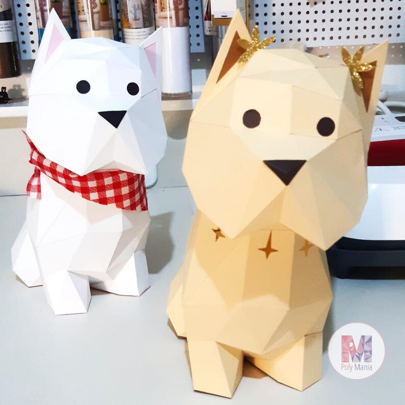 Low Poly Westie Dog Papercraft Template – DIY Pet Sculpture (digital ...