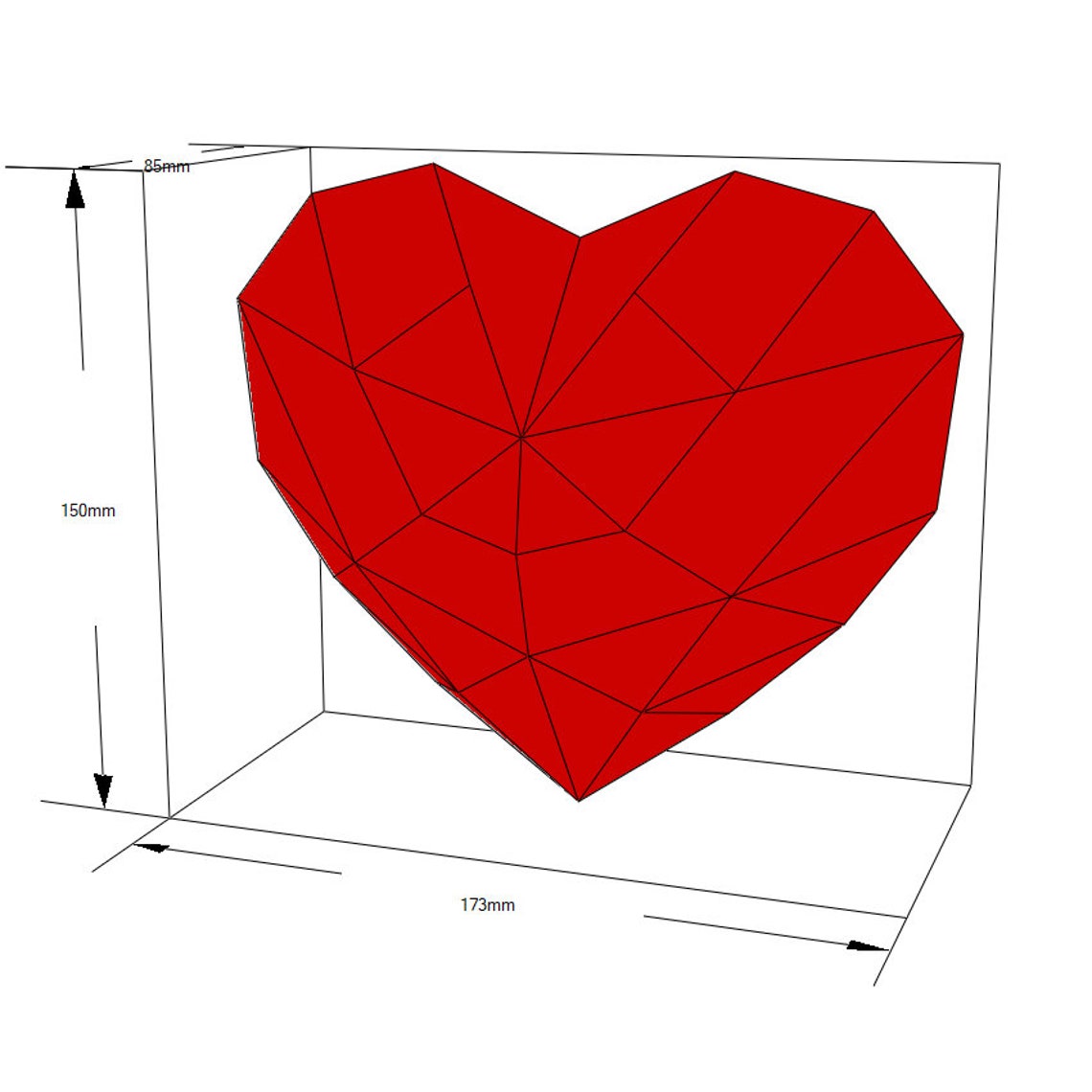 Low Poly Heart Digital File DXF, SVG, Pdf Papercraft Template 3D Heart ...