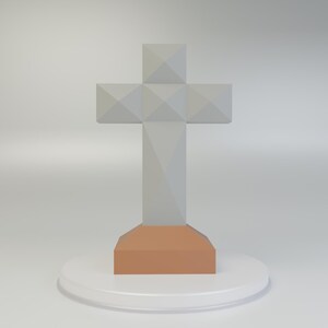 3D Cross Papercraft Template: Low Poly Religious Decor (digital ...