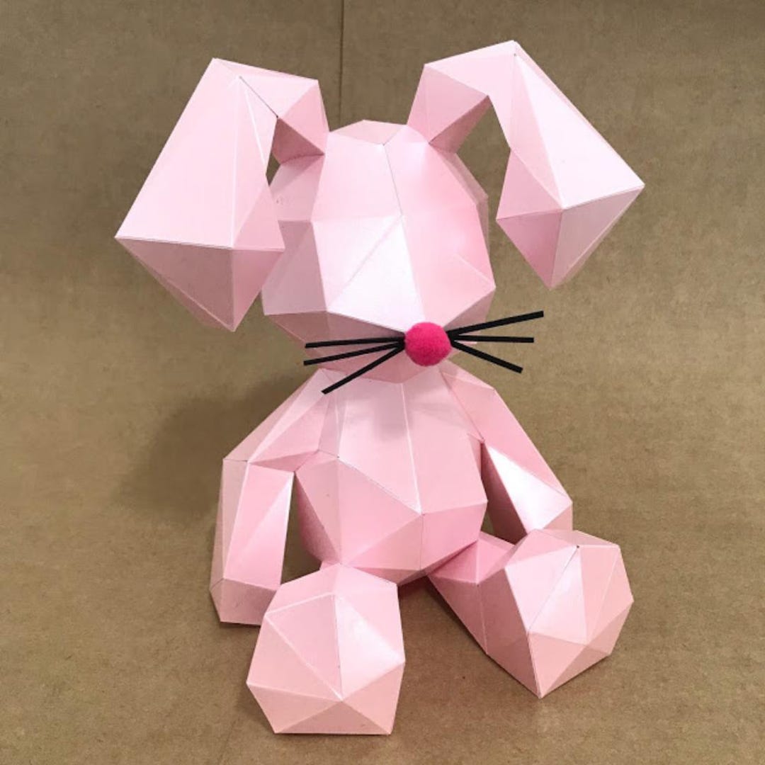 Bunny Papercraft Template: Low Poly Easter Rabbit 3D Sculpture (SVG ...