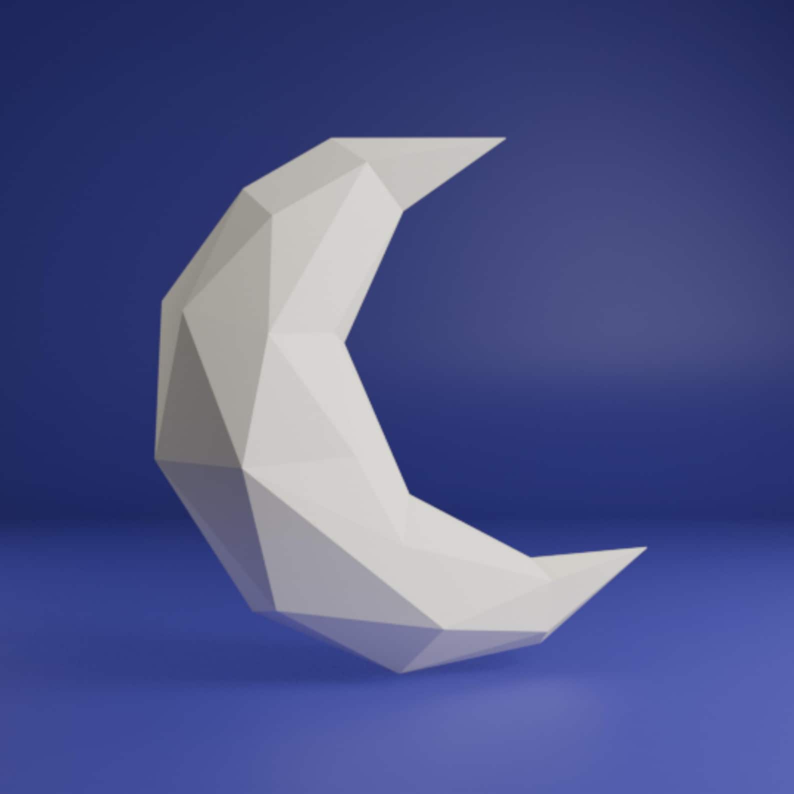 3D Moon Papercraft Template – Low Poly DIY Decor (pdf, Svg, Dxf) - Etsy
